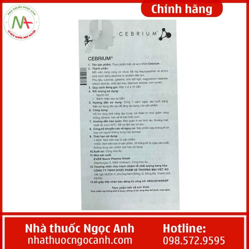 [CHÍNH HÃNG] Cebrium có tác dụng gì? Có tốt không? Mua ở đâu?