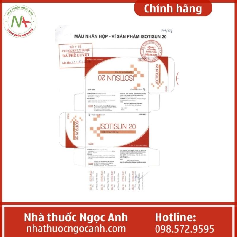 [CHÍNH HÃNG] Thuốc Isotretinoin 20: công dụng, liều dùng, giá bán.