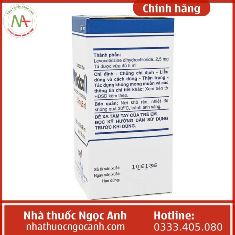 Thuốc Aticizal 2,5mg/5ml ống là thuốc gì, giá bao nhiêu, mua ở đâu