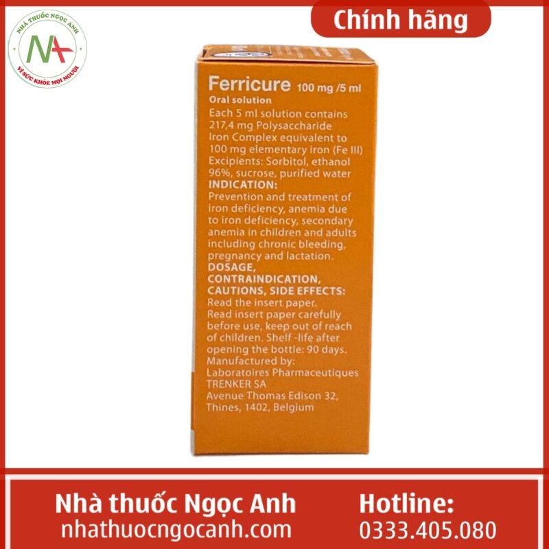 Thuốc Ferricure 100mg/5ml uống khi nào, giá bao nhiêu, mua ở đâu