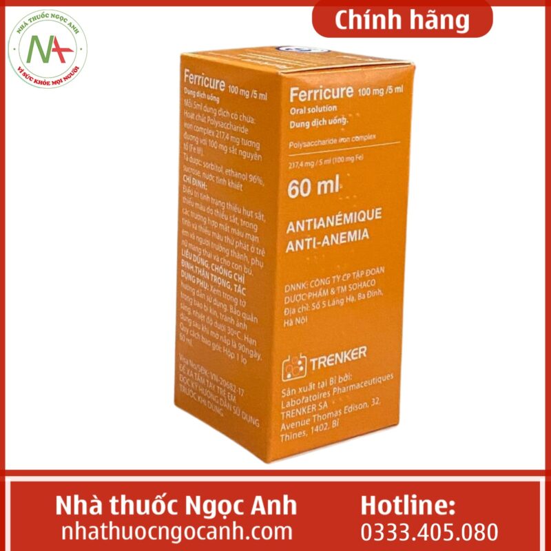 Thuốc Ferricure 100mg/5ml uống khi nào, giá bao nhiêu, mua ở đâu