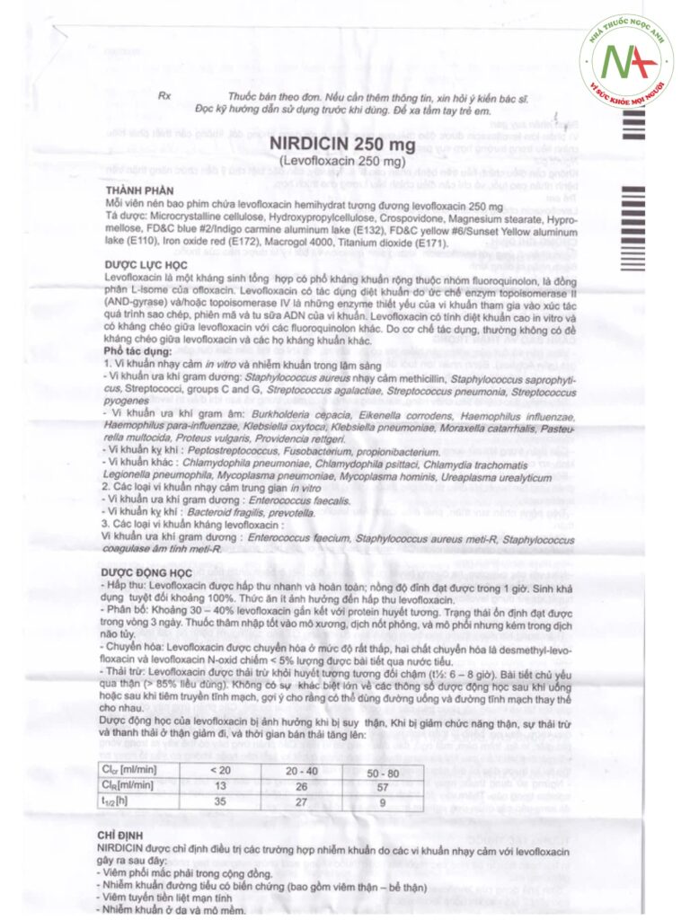 Thuốc Nirdicin 250mg là thuốc gì, có tác dụng gì, giá bao nhiêu, mua ở đâu?