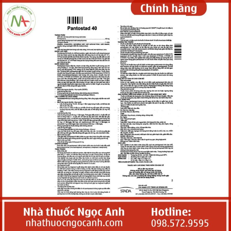 Pantostad 40 là thuốc gì? Giá bao nhiêu? Những lưu ý khi sử dụng thuốc?