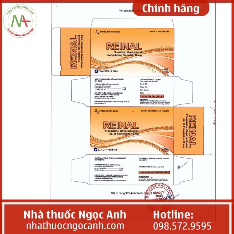 Thuốc Reinal Flunarizine 10mg là thuốc gì, giá bao nhiêu, mua ở đâu?