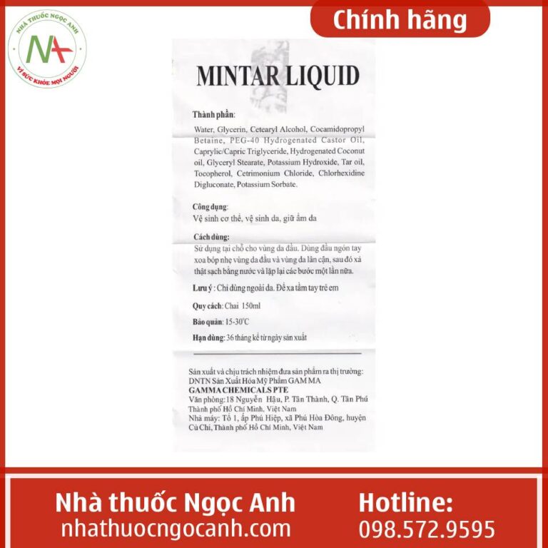 Dầu gội Mintar Liquid 150ml có tốt không, giá bao nhiêu, mua ở đâu