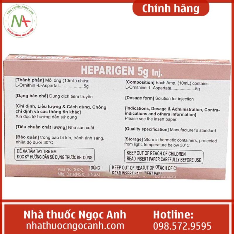 Thuốc Heparigen Inj. 5g/10mL là thuốc gì, giá bao nhiêu, mua ở đâu