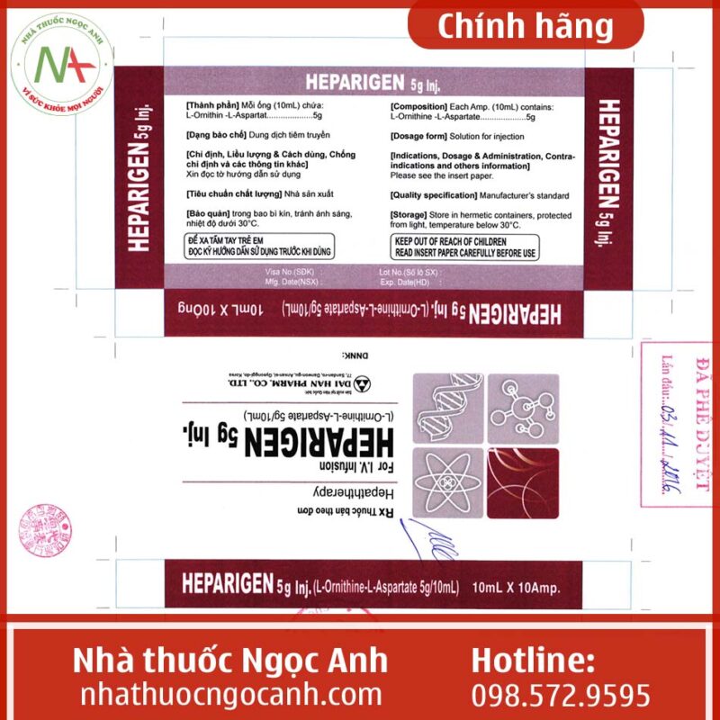 Thuốc Heparigen Inj. 5g/10mL là thuốc gì, giá bao nhiêu, mua ở đâu