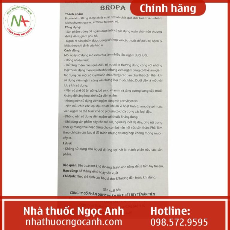 Thuốc Bropa 50mg/4200IU là thuốc gì, giá bao nhiêu, mua ở đâu?