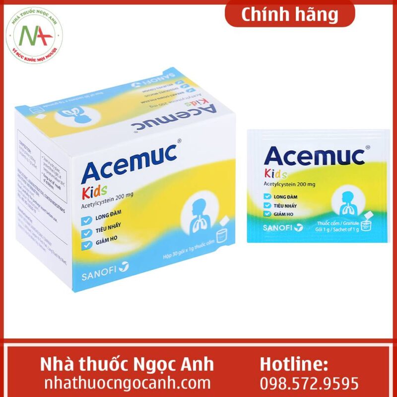 Thuốc Acemuc Kids 200mg uống trước hay sau ăn, giá bao nhiêu, mua ở đâu