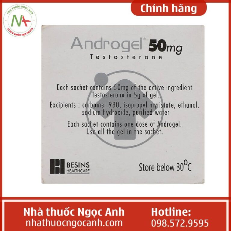 Thuốc bôi Androgel 50mg Besins 30 gói giá bao nhiêu, mua ở đâu