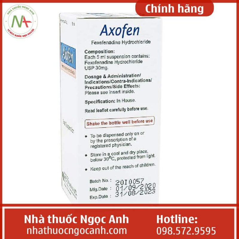 Thuốc Axofen oral suspension 50ml là thuốc gì, giá bao nhiêu, mua ở đâu