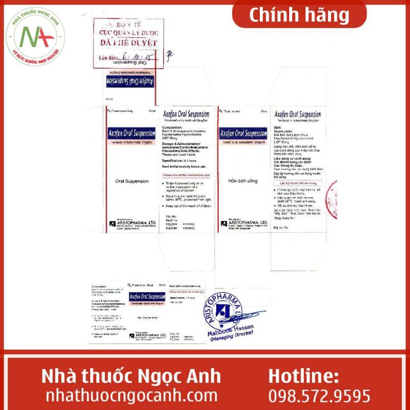 Thuốc Axofen oral suspension 50ml là thuốc gì, giá bao nhiêu, mua ở đâu