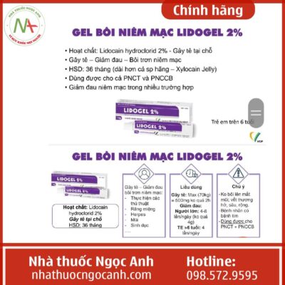 Thuốc Lidogel 2% 10g có tác dụng gì, giá bao nhiêu, mua ở đâu?