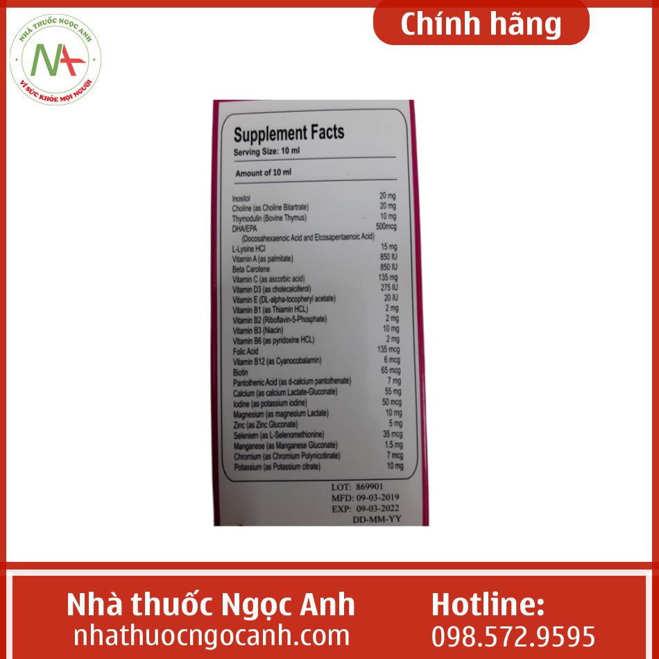 Manomin Syrup công dụng, liều dùng, giá bán