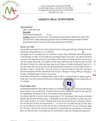 Thuốc Axofen oral suspension 50ml là thuốc gì, giá bao nhiêu, mua ở đâu