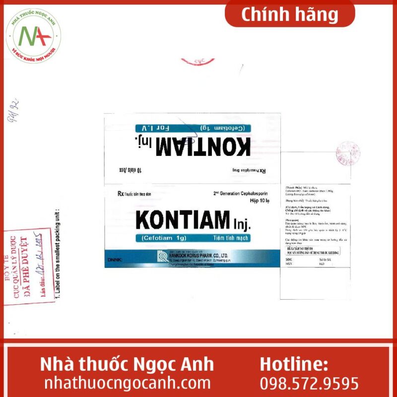 Thuốc Kontiam Inj. 1g là thuốc gì, thế hệ mấy, giá bao nhiêu, mua ở đâu