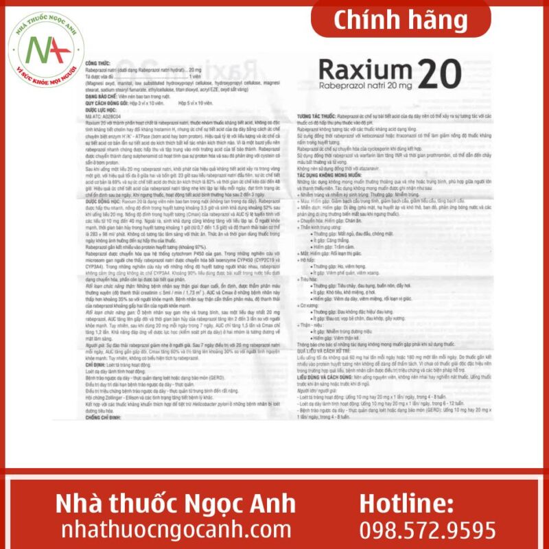 Thuốc Raxium 20 uống trước hay sau ăn, giá bao nhiêu, mua ở đâu