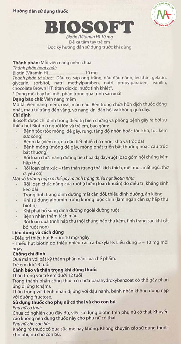 Thuốc Biosoft 10mg là thuốc gì, có tác dụng gì, giá bao nhiêu, mua ở đâu