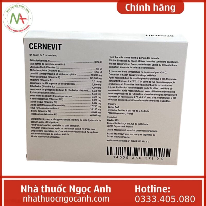 Thuốc Cernevit là thuốc gì, cách dùng, giá bao nhiêu, mua ở đâu?