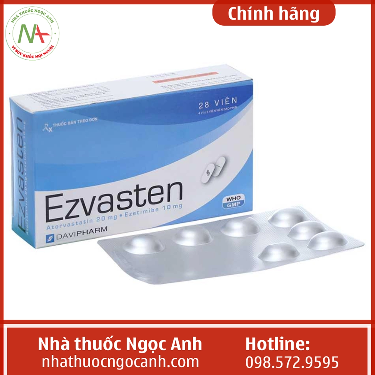 Thuốc Ezvasten 20/10mg là thuốc gì, giá bao nhiêu, mua ở đâu?
