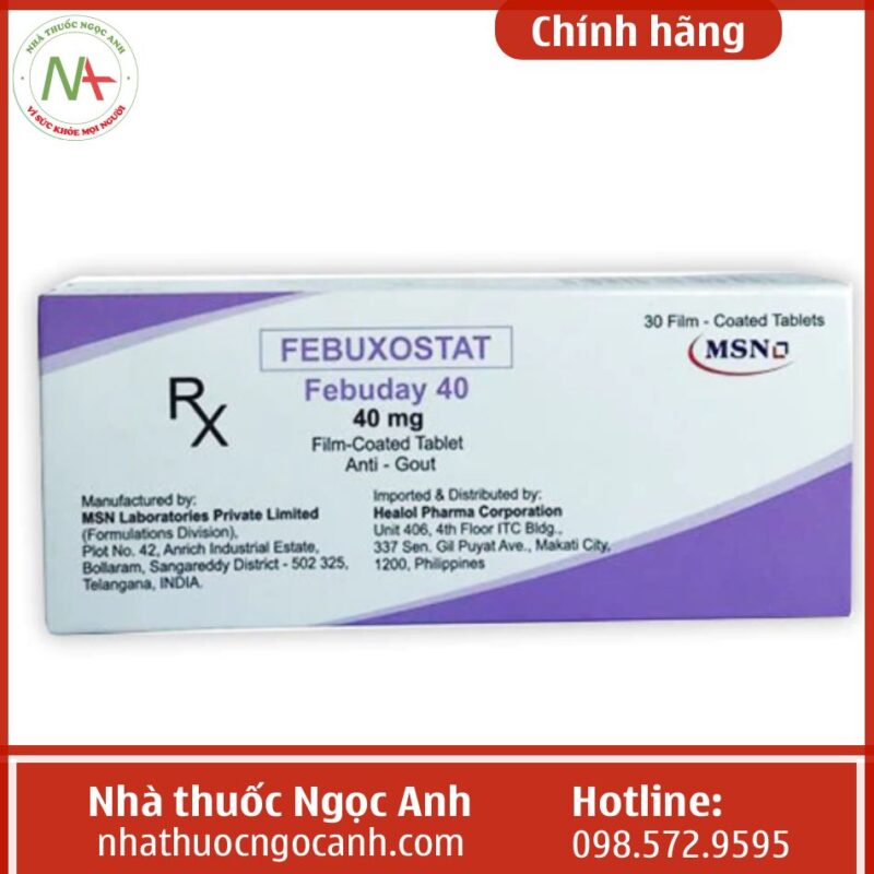 Thuốc Febuday 40: Công dụng, liều dùng, giá bán, tác dụng phụ