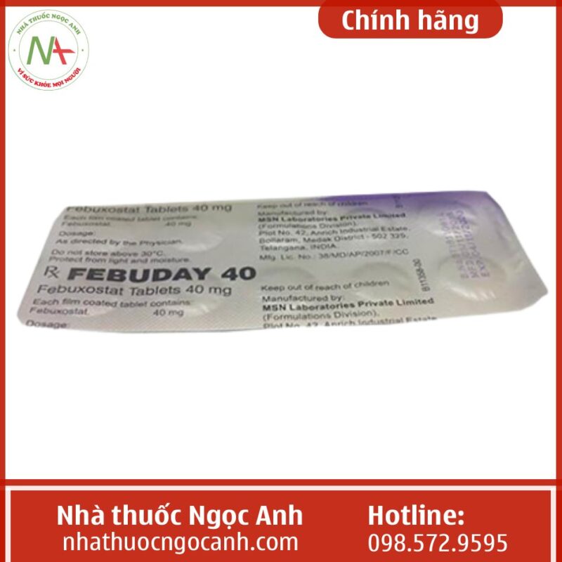 Thuốc Febuday 40: Công dụng, liều dùng, giá bán, tác dụng phụ