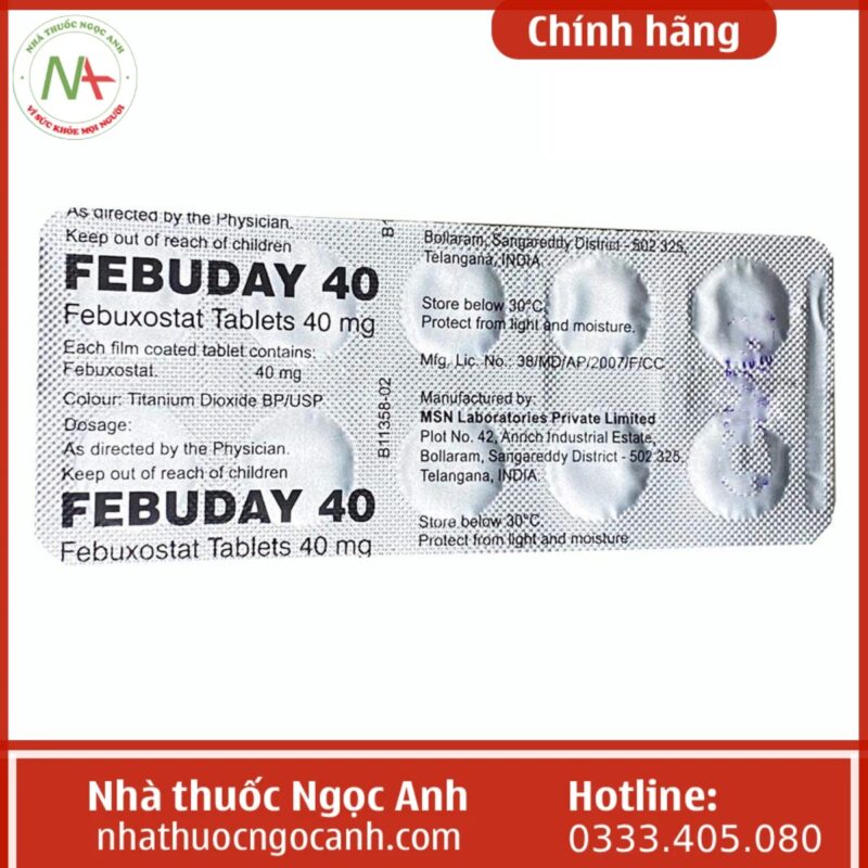 Thuốc Febuday 40 mg là thuốc gì, tác dụng gì, giá bao nhiêu, mua ở đâu