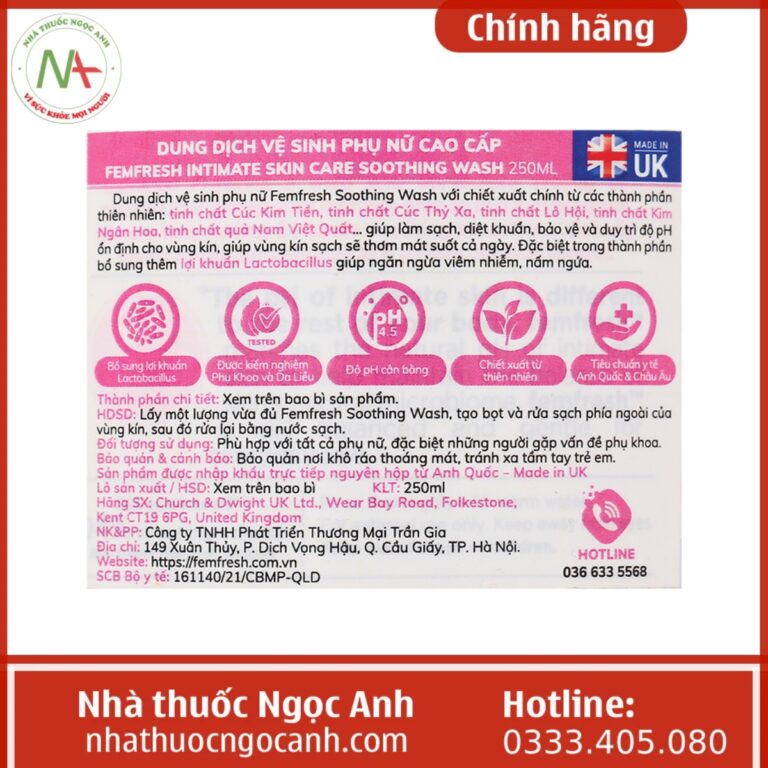 Dung dịch vệ sinh Femfresh soothing wash màu hồng review, giá bao nhiêu ...