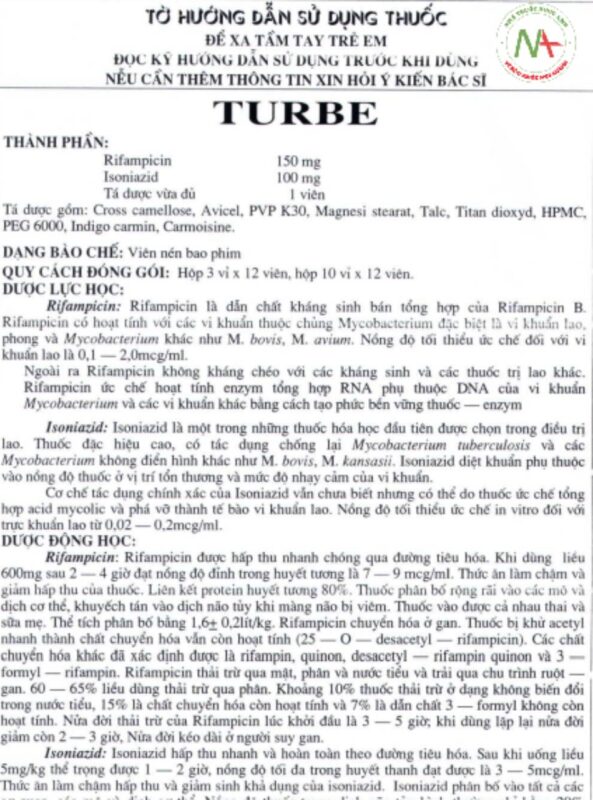 Thuốc Turbe 150/100 Nam Hà là thuốc gì, giá bao nhiêu, mua ở đâu