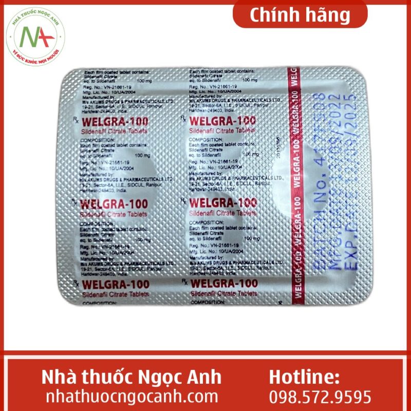 Thuốc Welgra-100 có tác dụng phụ không, giá bao nhiêu, mua ở đâu