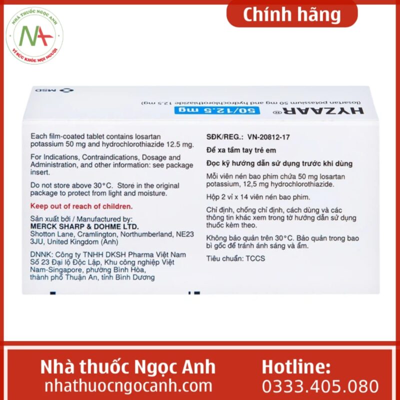 Thuốc huyết áp Hyzaar Tab 50/12,5mg (2 vỉ x 14) viên giá bao nhiêu, mua ...