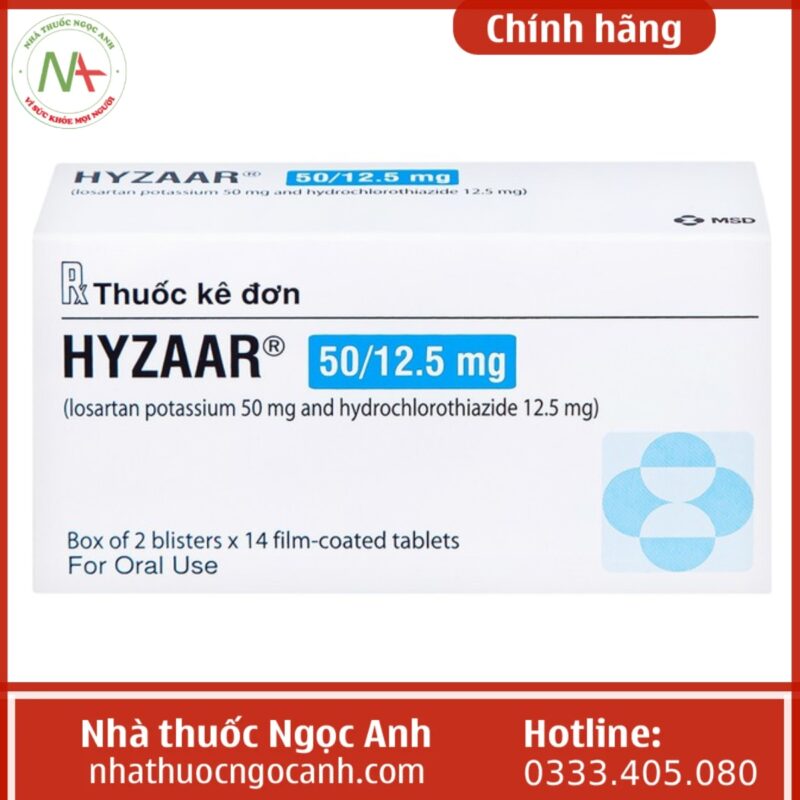 Thuốc huyết áp Hyzaar Tab 50/12,5mg (2 vỉ x 14) viên giá bao nhiêu, mua ...