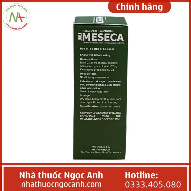 Thuốc xịt mũi Meseca Fort xanh 60 liều mua ở đâu, giá bao nhiêu?