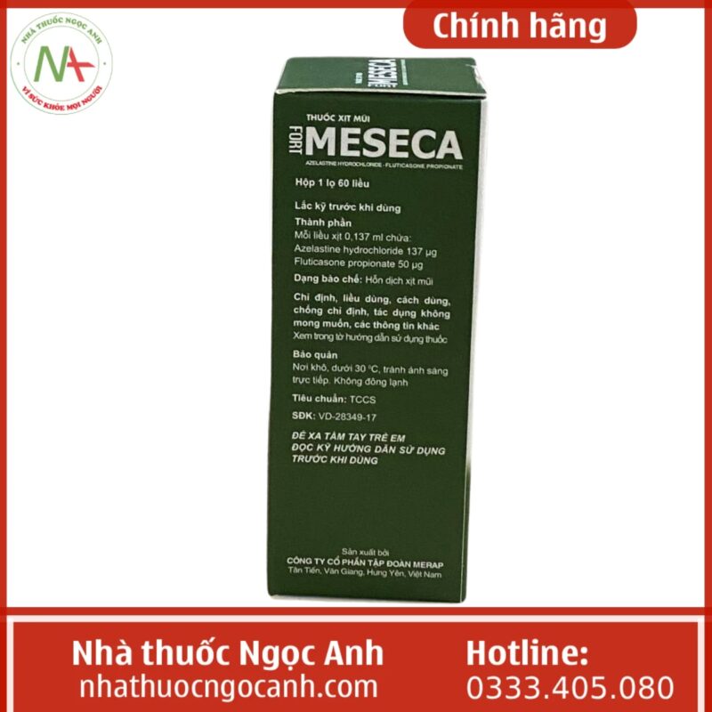 Thuốc xịt mũi Meseca Fort xanh 60 liều mua ở đâu, giá bao nhiêu?