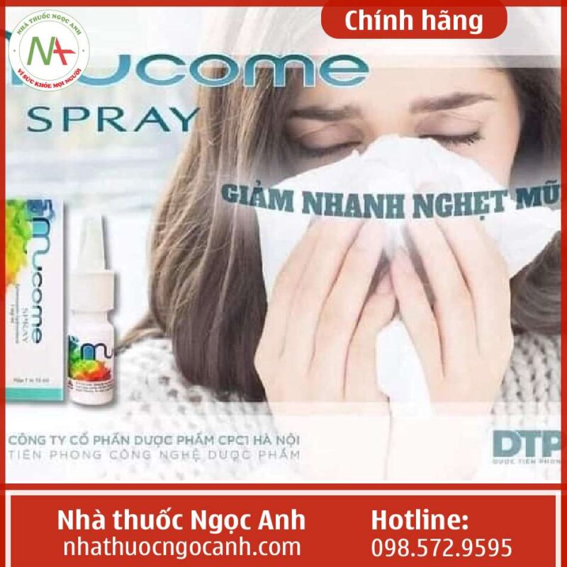 Thuốc Mucome spray 10ml có tác dụng gì. giá bao nhiêu, mua ở đâu