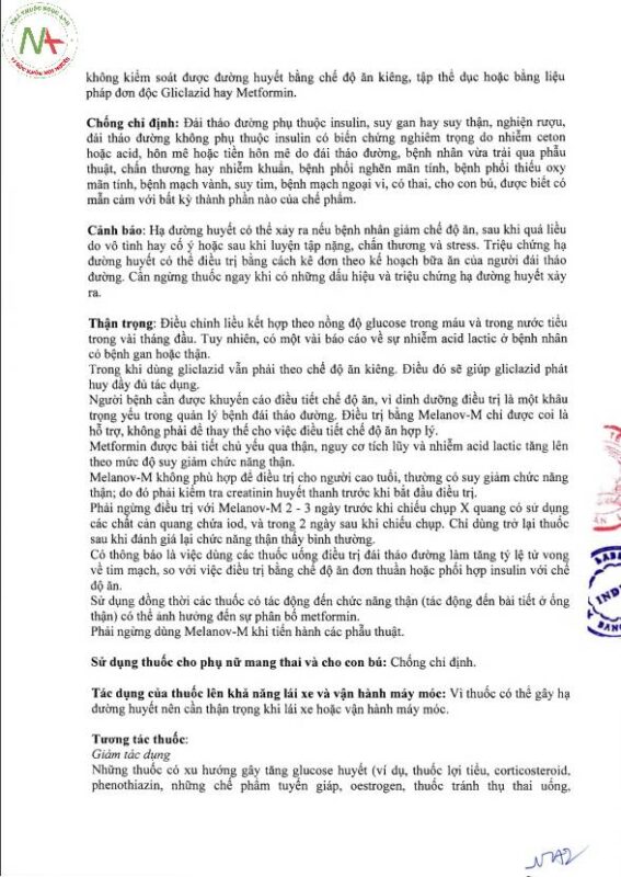 Thuốc Melanov-M 500mg + 80mg chống chỉ định, giá bao nhiêu, mua ở đâu?