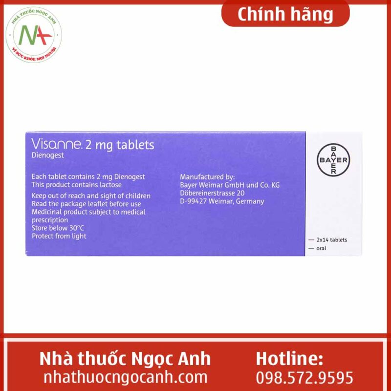 Thuốc Visanne 2mg điều trị bệnh lạc nội mạc tử cung