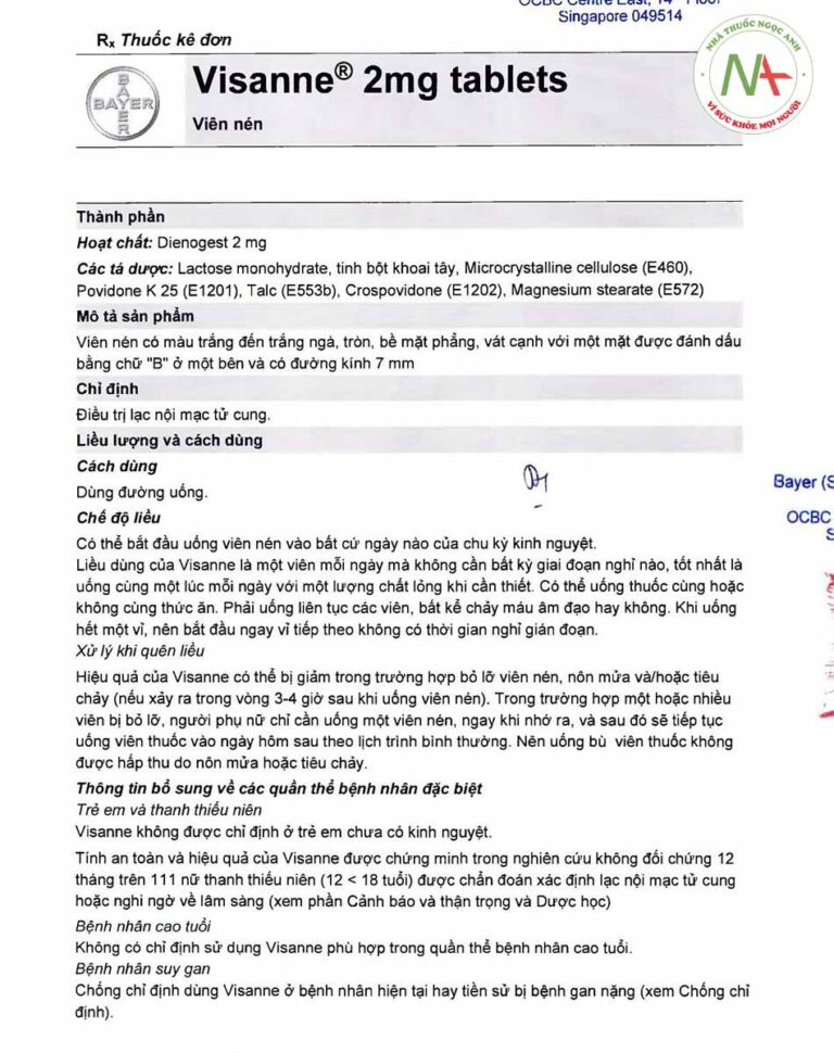 Thuốc Visanne 2mg tablets uống trong bao lâu, giá bao nhiêu, mua ở đâu