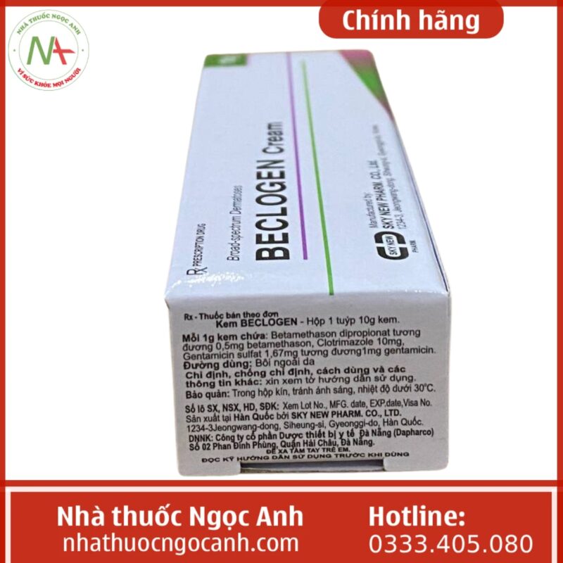 Thuốc Beclogen Cream 10g có trị mụn không, giá bao nhiêu, mua ở đâu