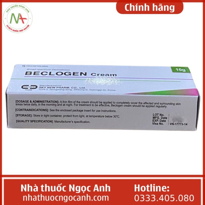 Thuốc Beclogen Cream 10g có trị mụn không, giá bao nhiêu, mua ở đâu