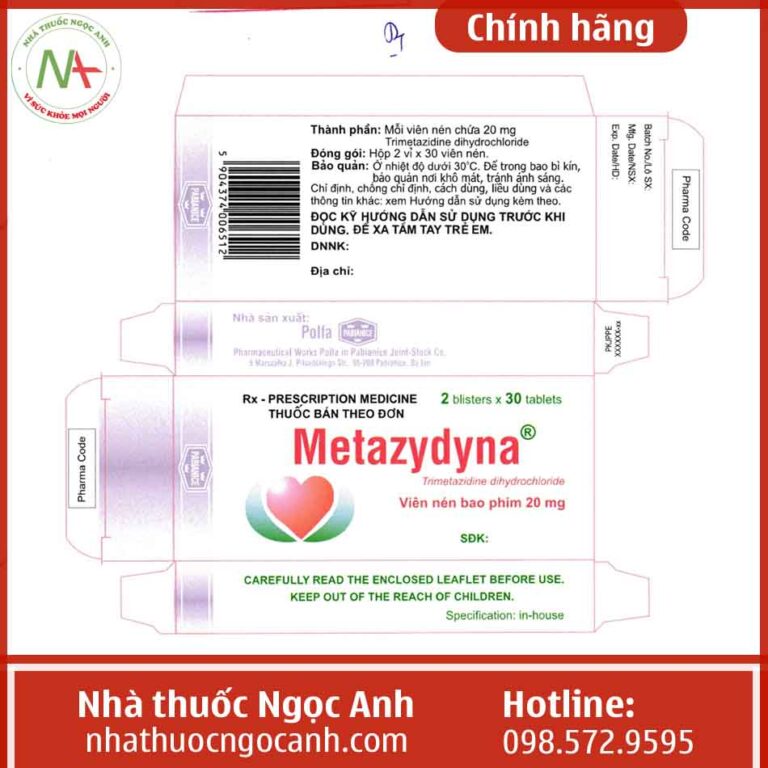 Thuốc Metazydyna 20mg là thuốc gì, giá bao nhiêu, mua ở đâu?