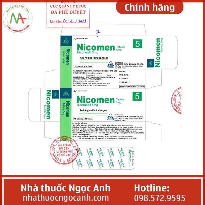 Thuốc Nicomen Tablets 5mg là thuốc gì, giá bao nhiêu, mua ở đâu