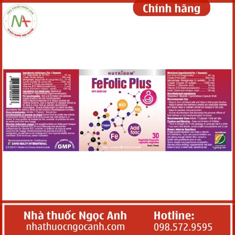 Nutridom Fefolic Plus là thuốc gì, cách sử dụng, mua ở đâu, giá bao nhiêu?