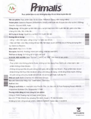 Thuốc Primalis là thuốc gì, thành phần, giá bao nhiêu, mua ở đâu?
