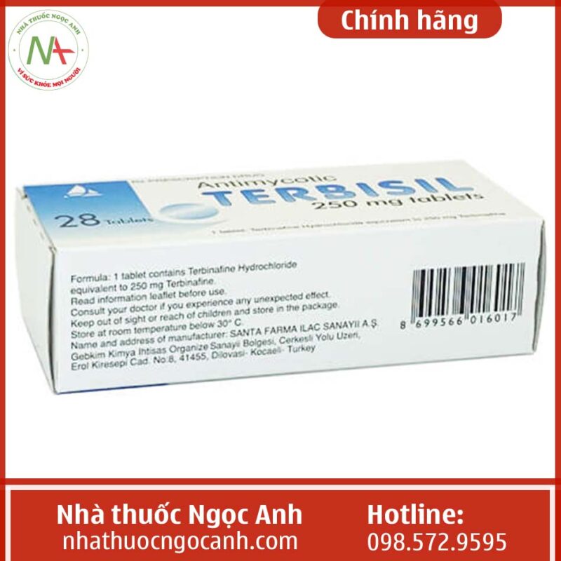 Thuốc Terbisil 250mg tablets Santa Farma giá bán? Mua ở đâu