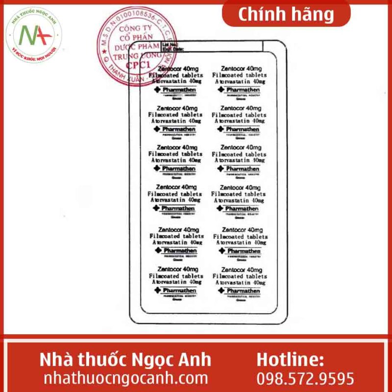 Thuốc Zentocor 40mg là thuốc gì, tác dụng gì, giá bao nhiêu, mua ở đâu