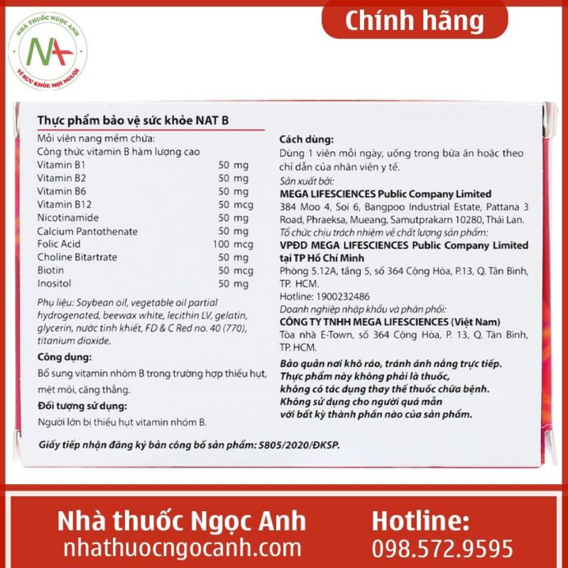 Thuốc NAT B là thuốc gì, có tác dụng gì, giá bao nhiêu, mua ở đâu