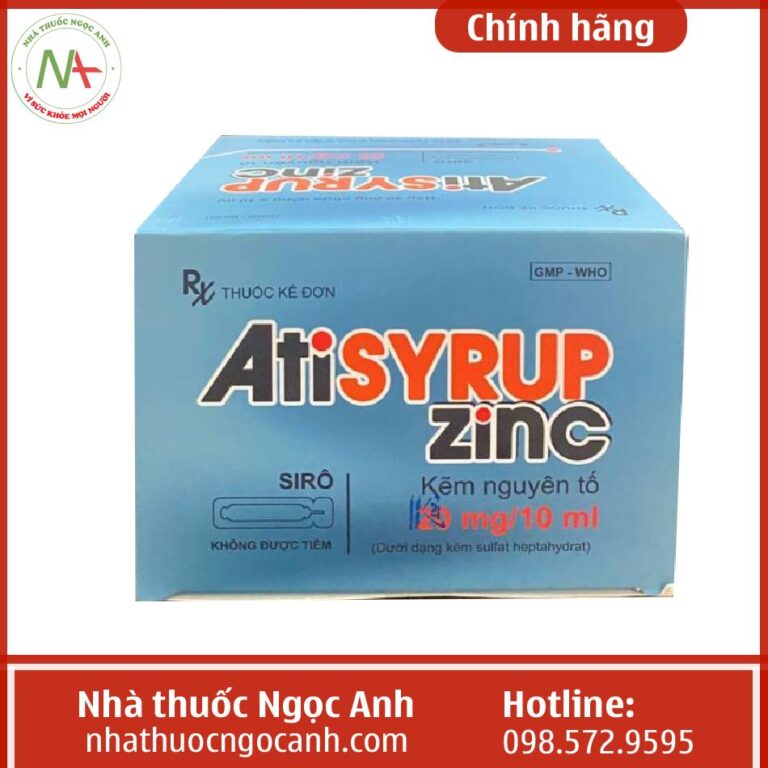 Thuốc Atisyrup Zinc 20mg/10ml dạng ống mua ở đâu, giá bao nhiêu?