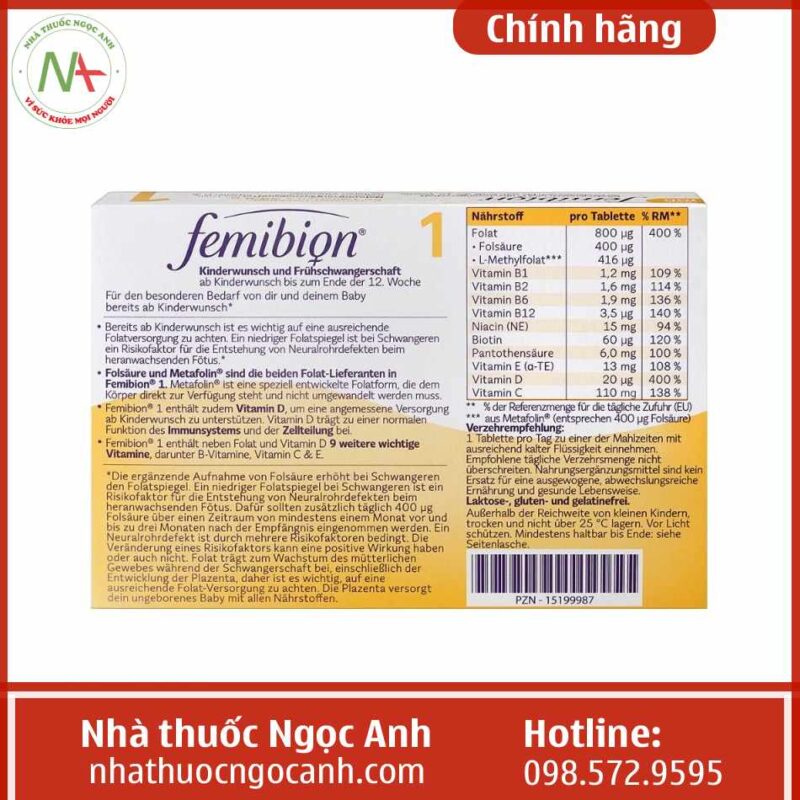 Uống Femibion 1 có cần uống thêm sắt không, mua ở đâu, giá bao nhiêu?