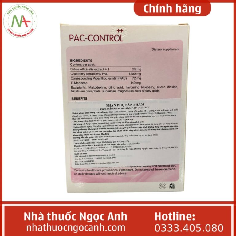 Pac-Control là thuốc gì, bầu dùng được không, mua ở đâu, giá bao nhiêu